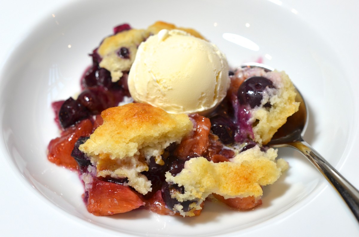 Emergency Dessert {blueberry and peach cobbler} | Jokes and Snacks